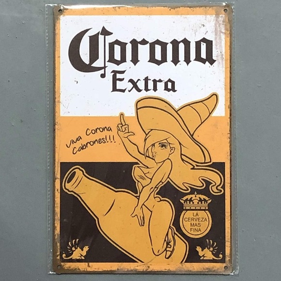 Corona | Wall Decor | Corona Extra Metal Sign With Orange And Black ...